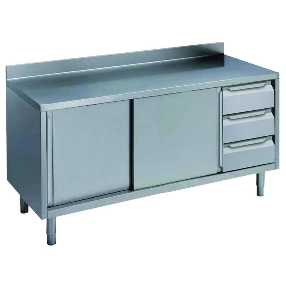 Standard Preparation 1600 mm Table with 3 Right Drawers, Upstand ...