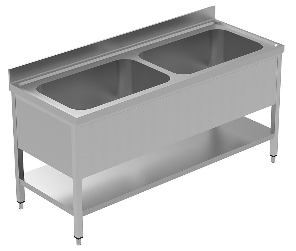 PLUS - Static Preparation 1800 mm Soaking Sink with 2 Bowl with Shelf ...