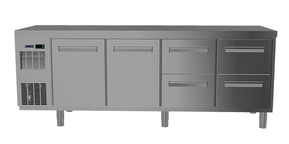 Digital Undercounter Refrigerated Counter - 2 Door and 4 1/2 Drawer (R290) with top (713919 ...