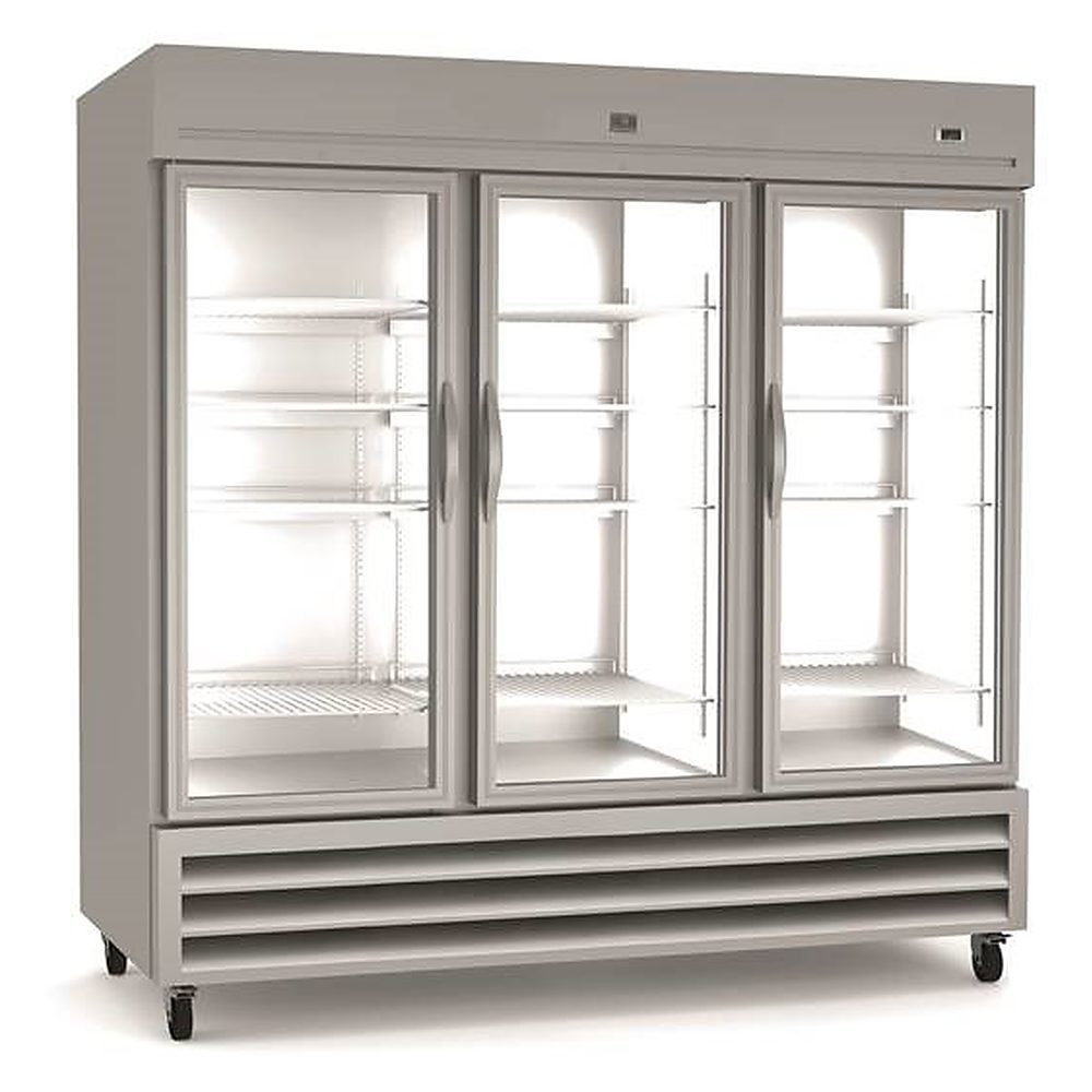 Refrigeration Equipment 3-Glass Door Full Height Refrigerator 81" Long ...